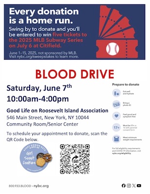 You Can Help Save Lives, Sign Up For The Annual Roosevelt Island Blood ...